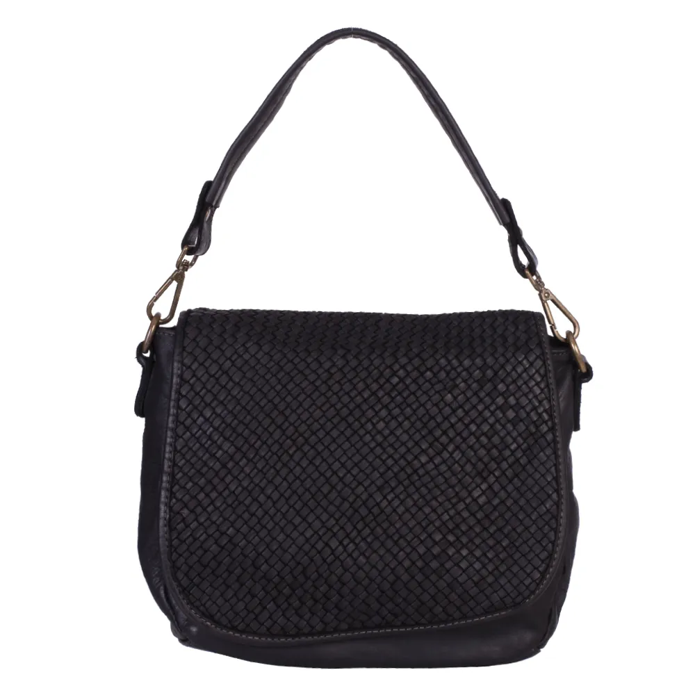 GEANTA ZEVO DAMA NEAGRA PIELE NATURALA VINTAGE DETALIU IMPLETITURA TIP ...